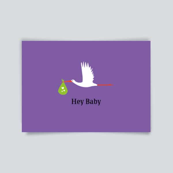 Charmante Postkarte zur Geburt: Hey Baby!